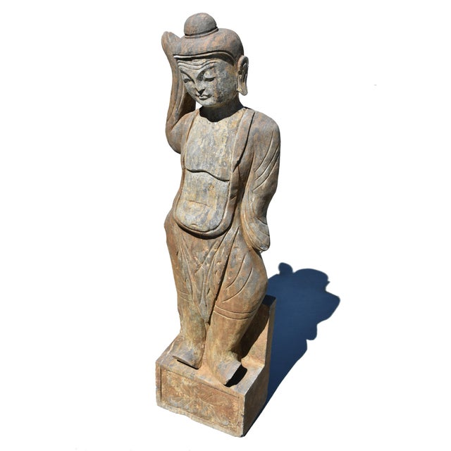 19th Century Solid Stone Figurative Statue | Chairish