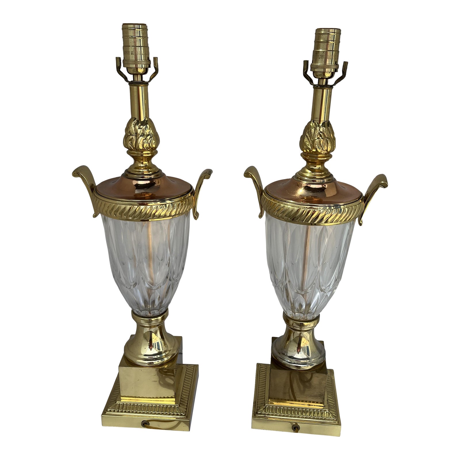 Pair of intage Kaiser VKuhn Crystal & Brass Beauties | Chairish