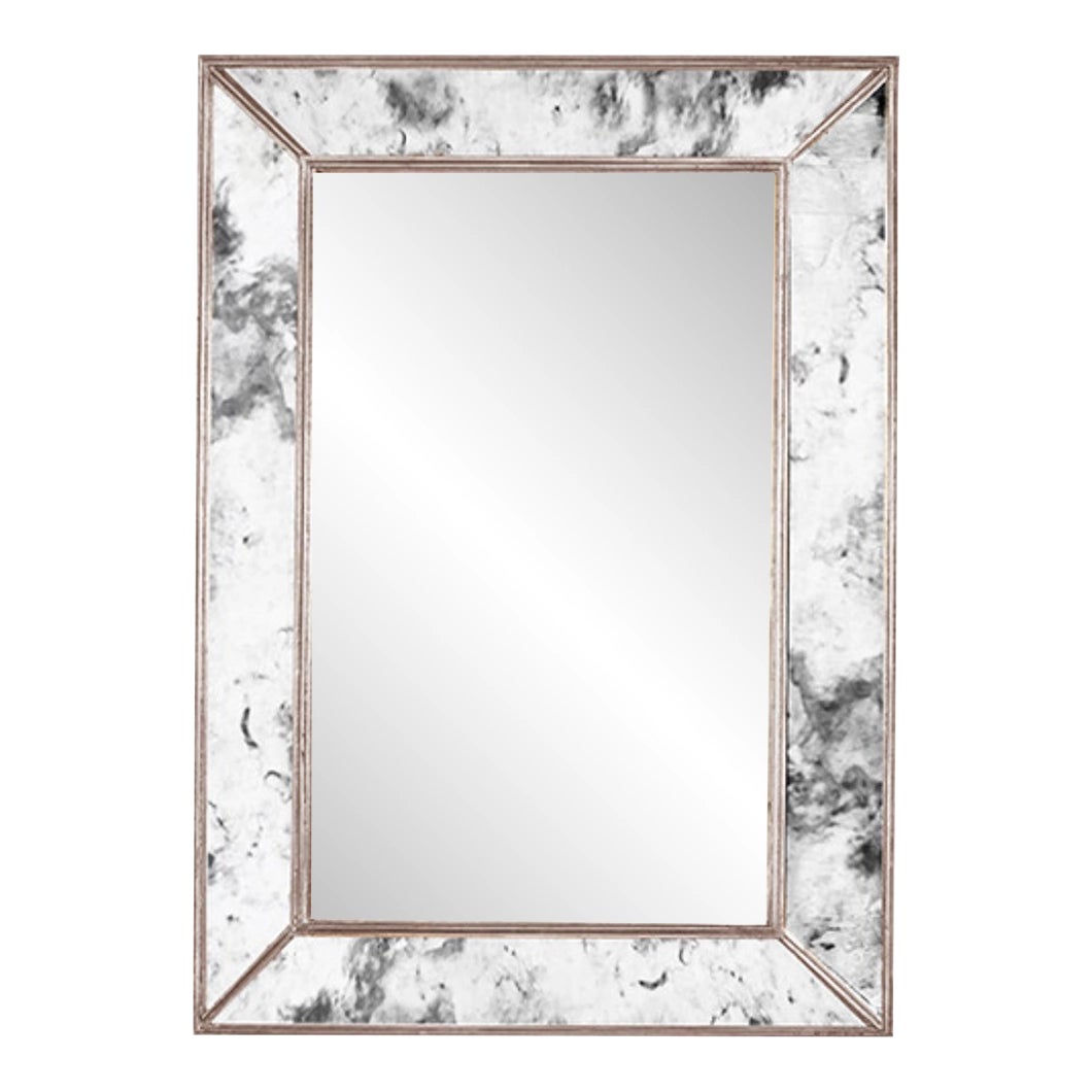 Matthew Izzo Home Dion Silver Leaf Edged Antique Wall Mirror | Chairish