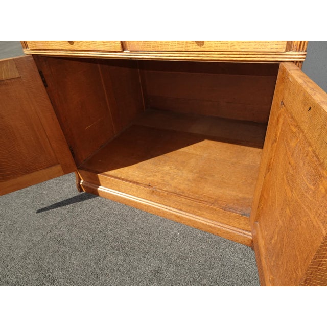 Antique Shannon File Oak Stacking Sectional Double File Cabinet Card ...