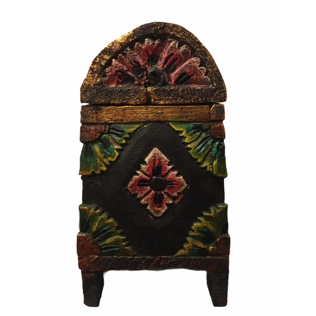 South East Asian Carved Wood Gold Gilt Brilliant Color Vintage Tabletop ...