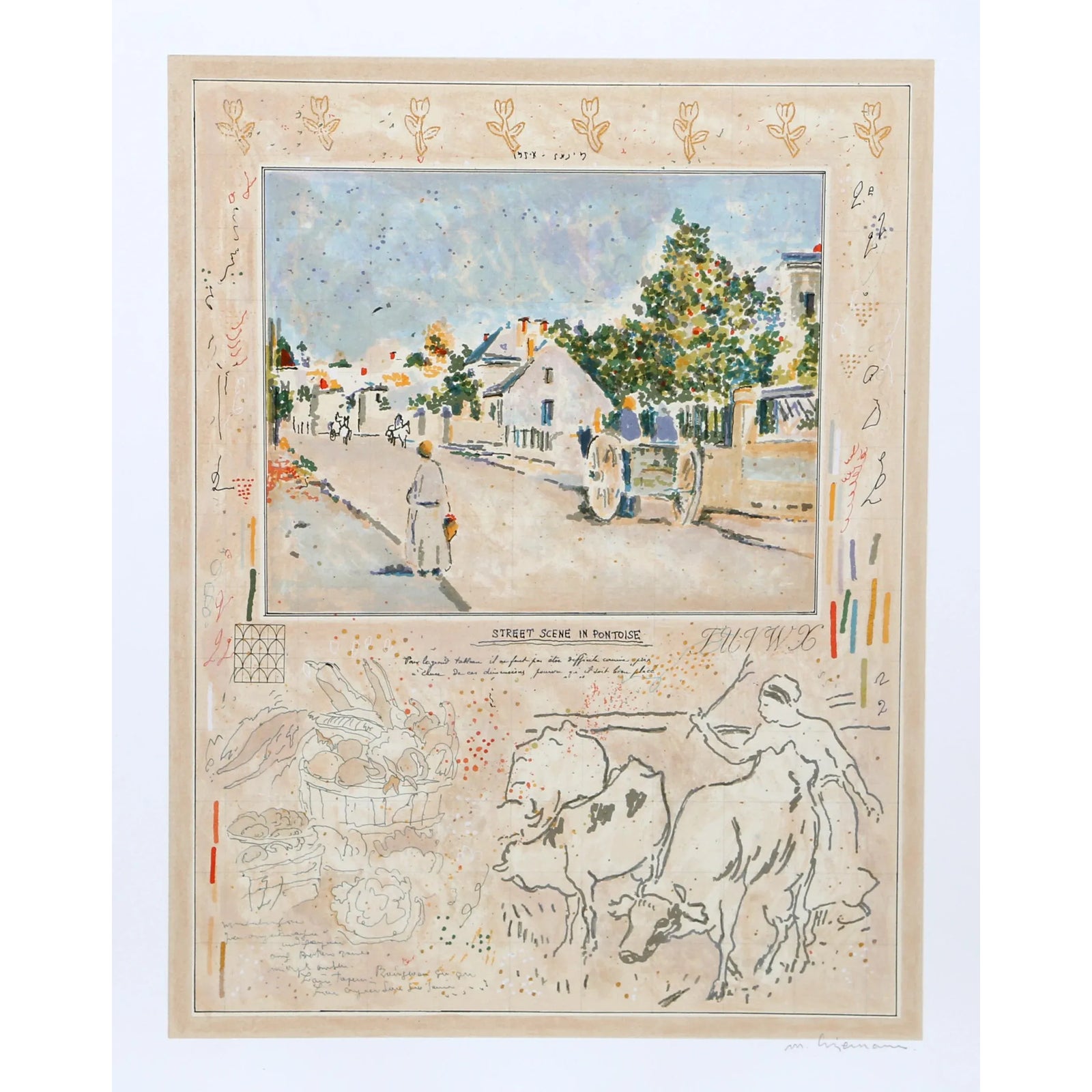 Street Scene in Pontoise, Michael Eisemann Screenprint, Signed and ...