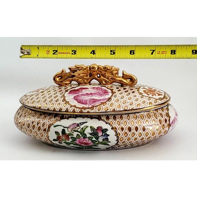 Mid 20th Century Vintage Hand Painted Oval Chinese Porcelain Ceramic ...