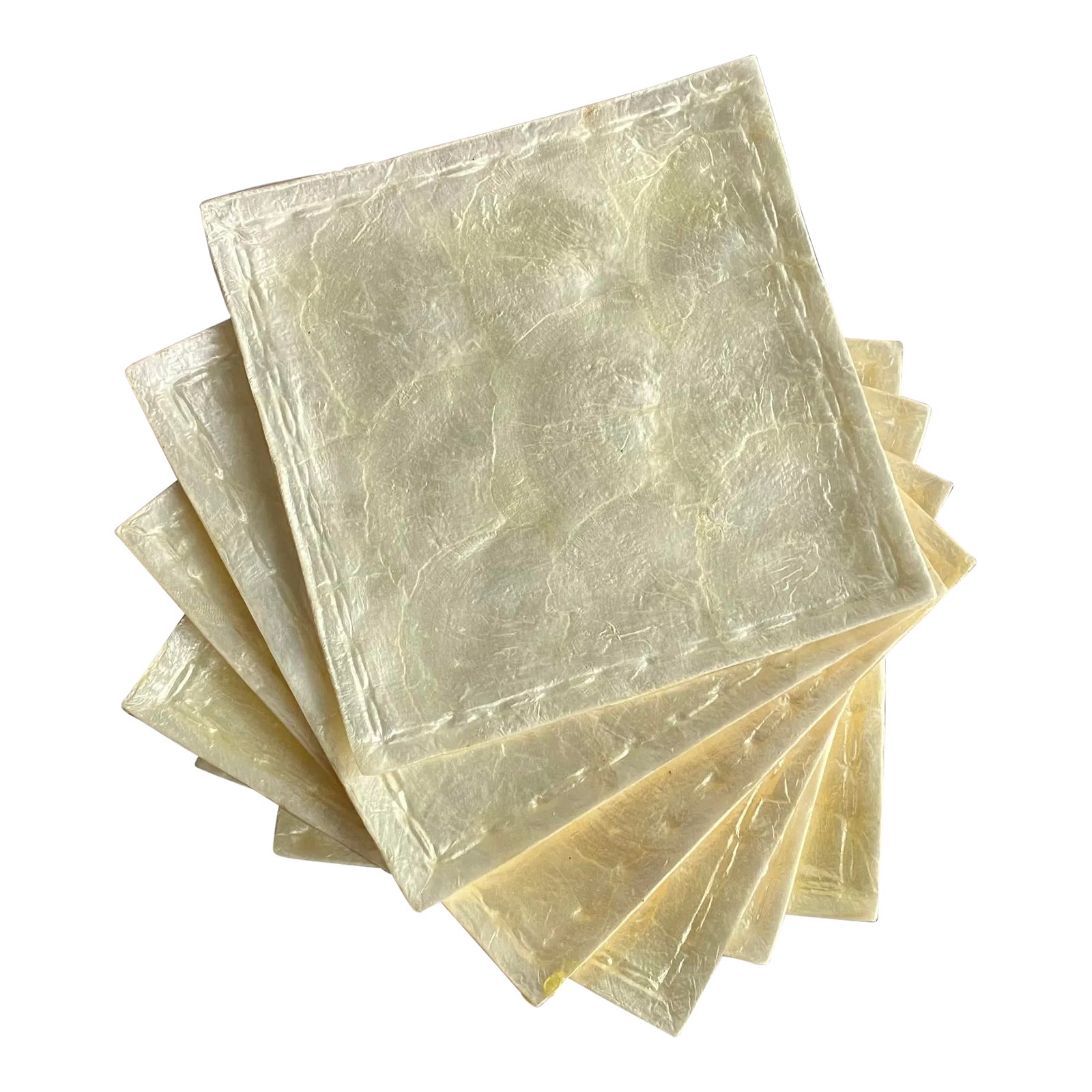 Vintage Glazed Capiz Shell Appetizer Plates - Set of 6 | Chairish