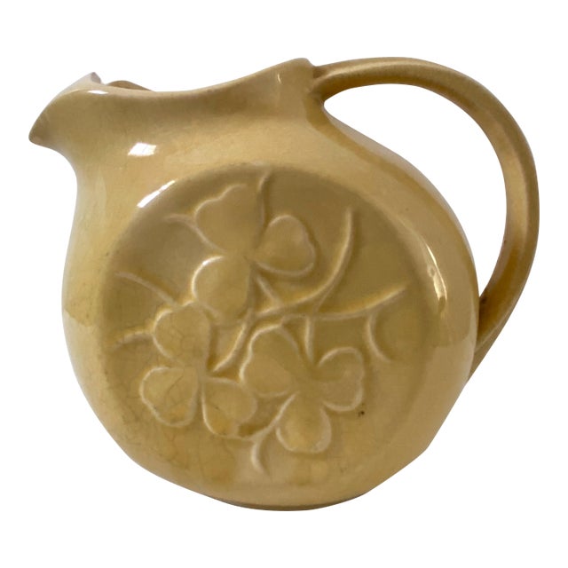 1940s McCoy Yellow Pitcher With Shamrock Pattern | Chairish