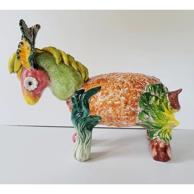 20th C Italian Majolica Vegetable Animal Donkey Burro Statue | Chairish