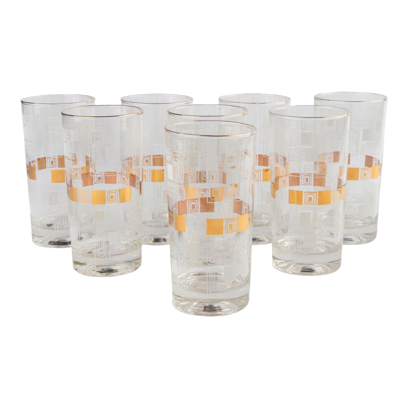 1950's Gold Geometric Abstract Collins Glasses | Chairish