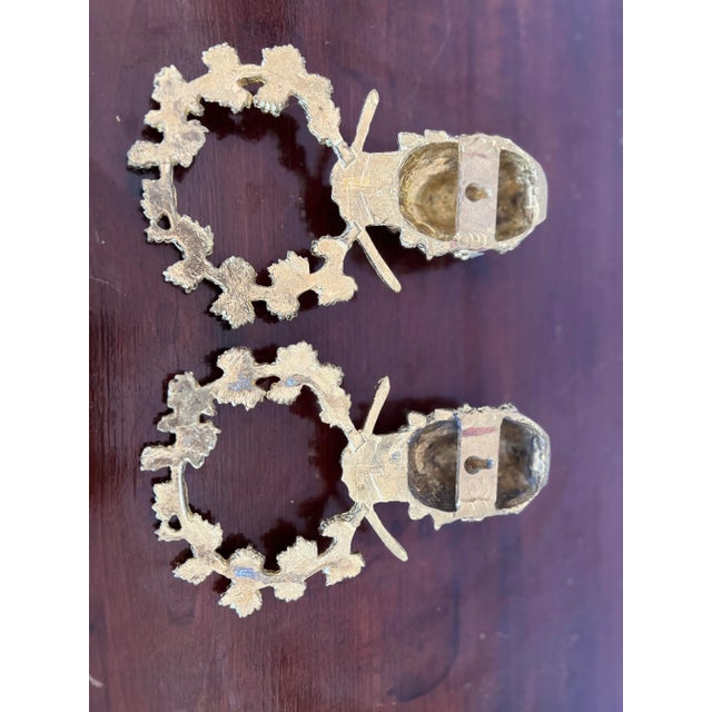 Pair, Vintage Neoclassical Style Gilt Bronze Satyr Form Wall Accents ...