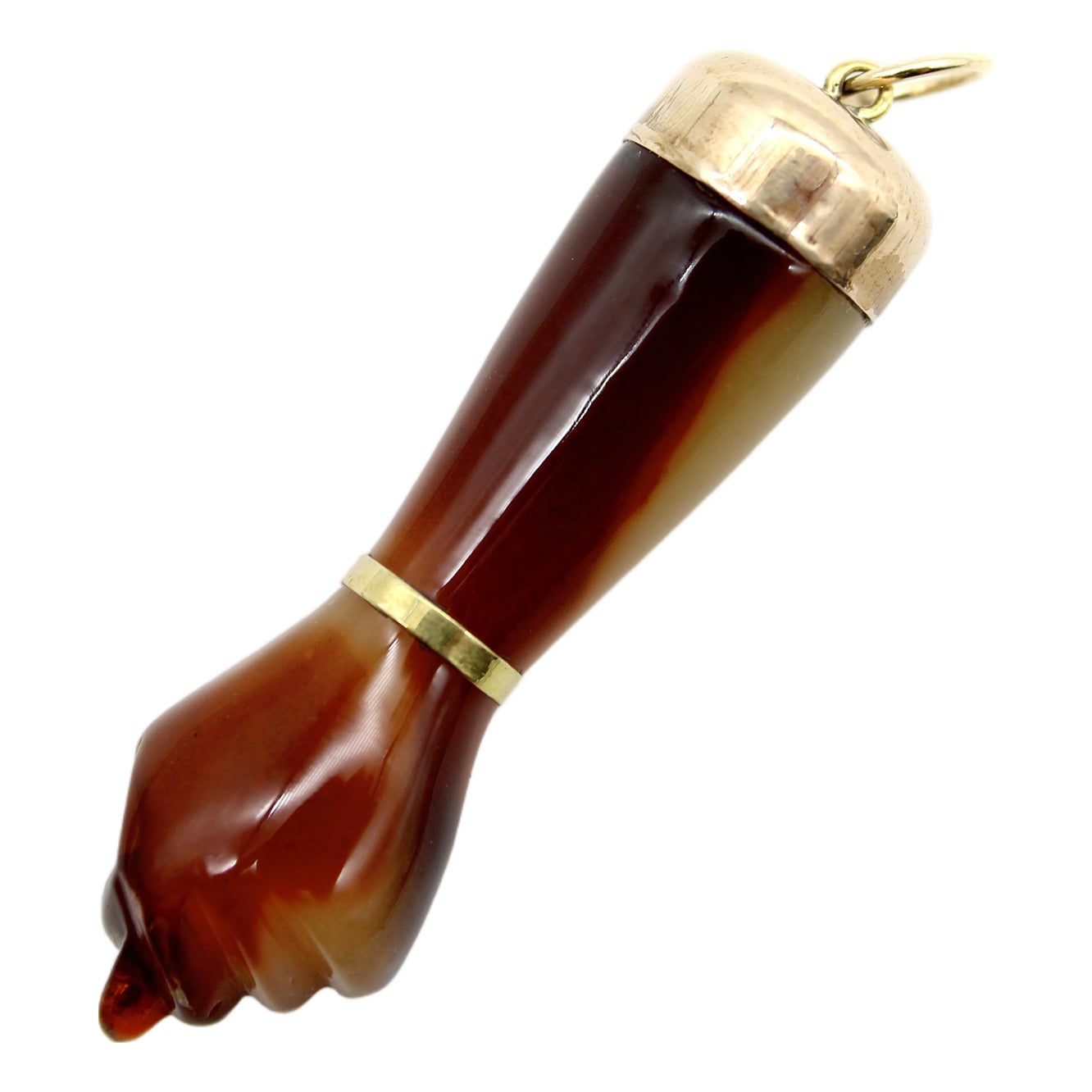 1920s Large Celluloid Figa With 9k Gold Cap and 14k Gold Bail | Chairish