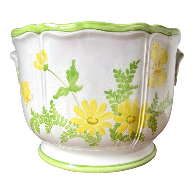 Vintage Italian Hand-Painted Cachepot /Planter | Chairish