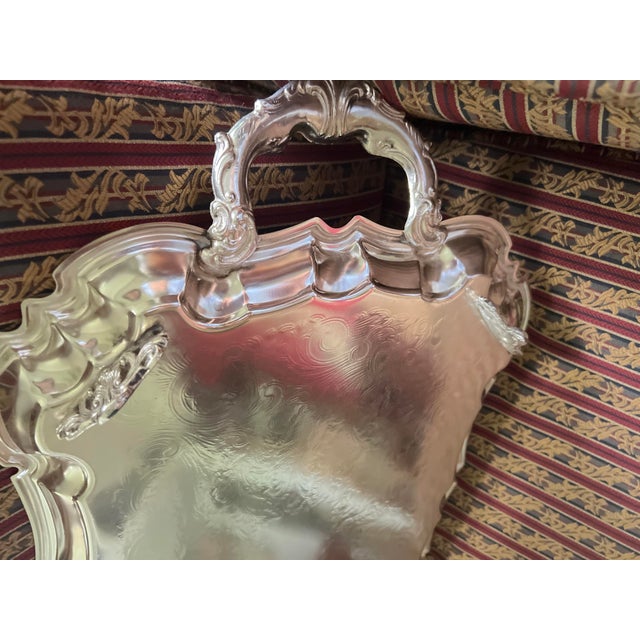 Vintage Mid 20th Century Silver Plate Buttler Scallop Tray | Chairish