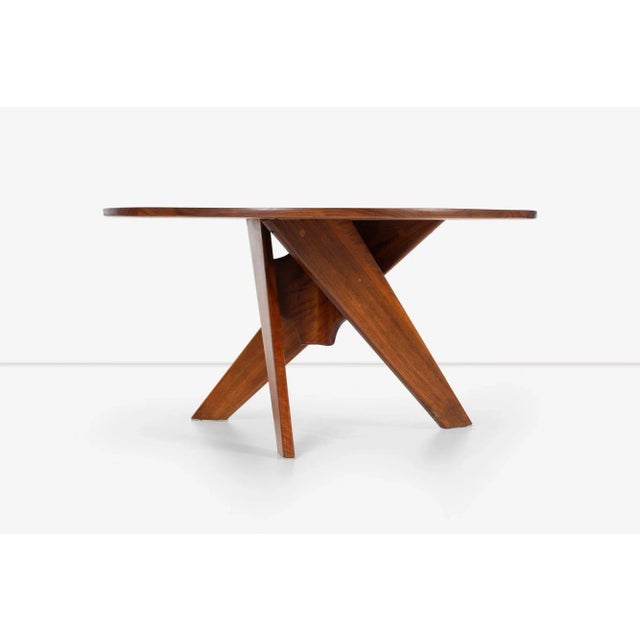 Arthur Espent Carpenter Three Leg Table Walnut Dining Table 1960 | Chairish