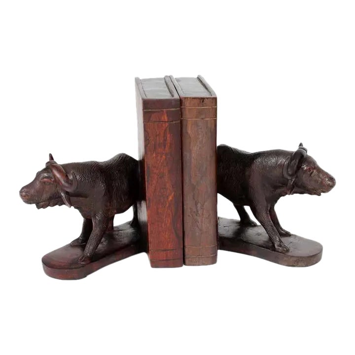 Water Buffalo Bookends | Chairish