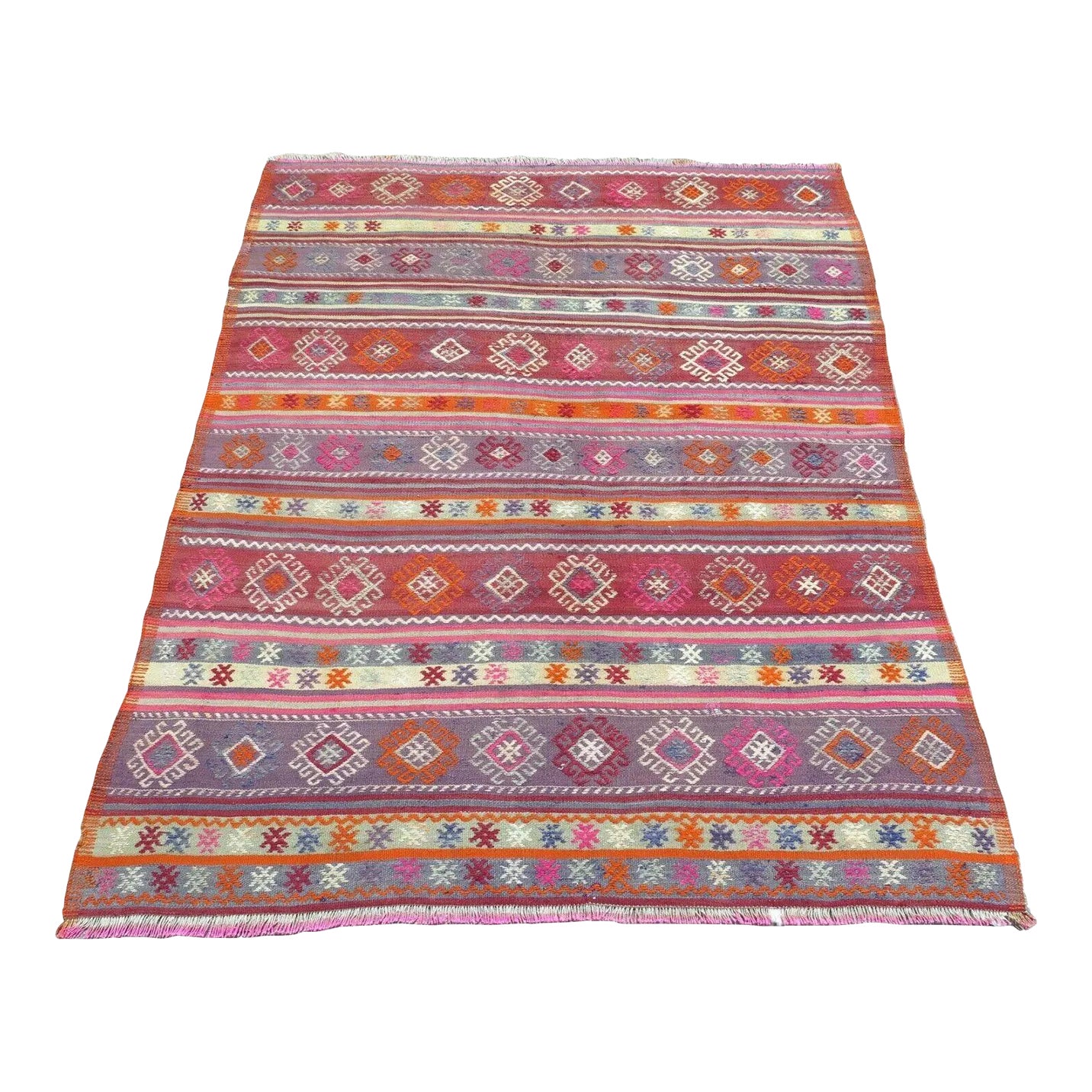 1960s Vintage Tribal Kilim Rug - 57"x70" | Chairish
