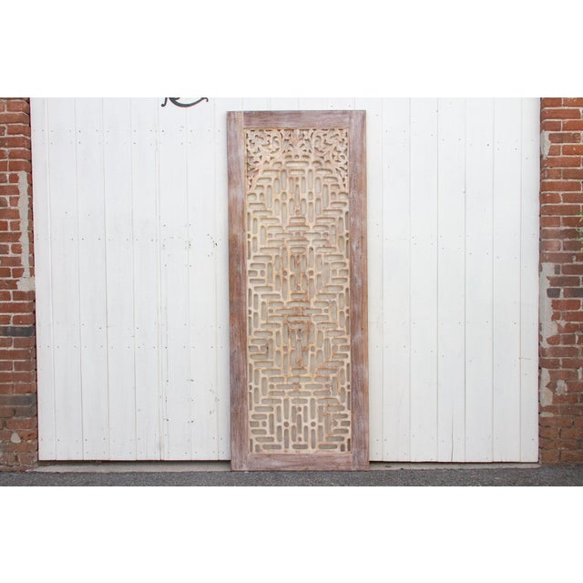 Finely Carved Whitewash See-Through Door Panel | Chairish