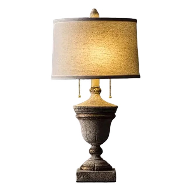 Retro Distressed Stone-Pattern Ceramic Table Lamp | Chairish