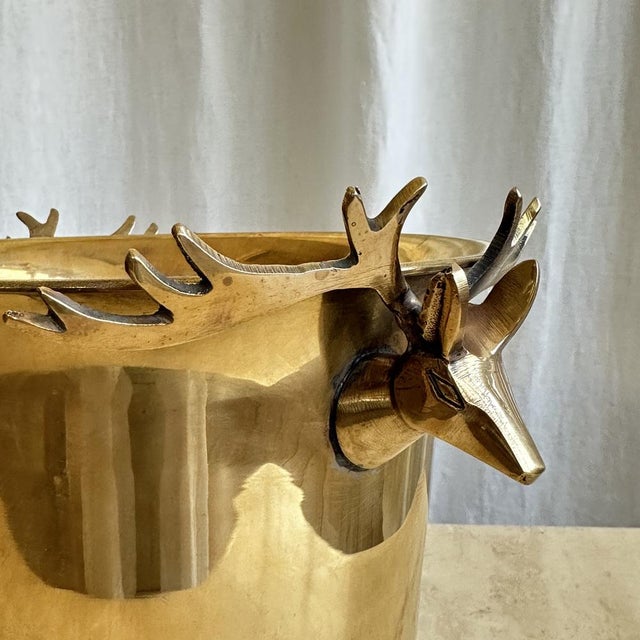 Mid-Century Brass Ice Buckets with Deer Sculpted Handles, 1960s | Chairish