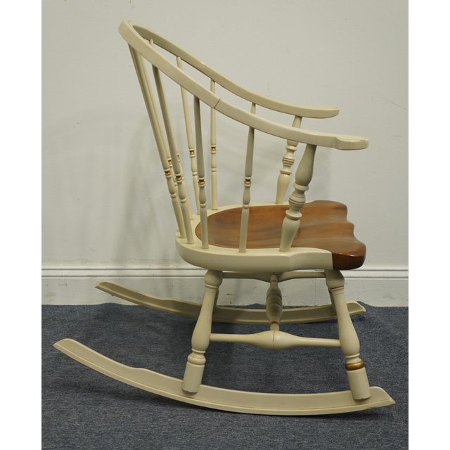 Ethan Allen Hand Painted White Hitchcock Style Rocker Rocking Chair 14 ...