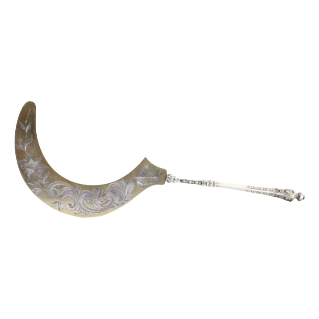 Sickle-Shaped Silver Knife with Engraved Floral Motifs and Raised ...