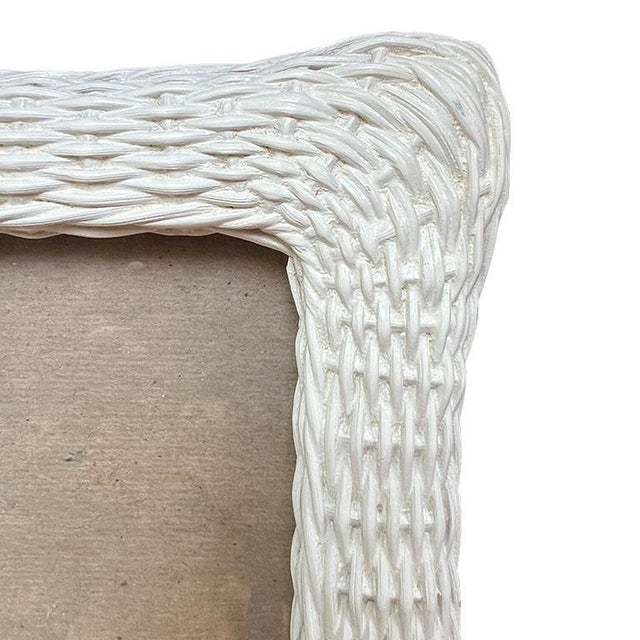 1980s Cottagecore Faux Wicker White Photo Frame | Chairish