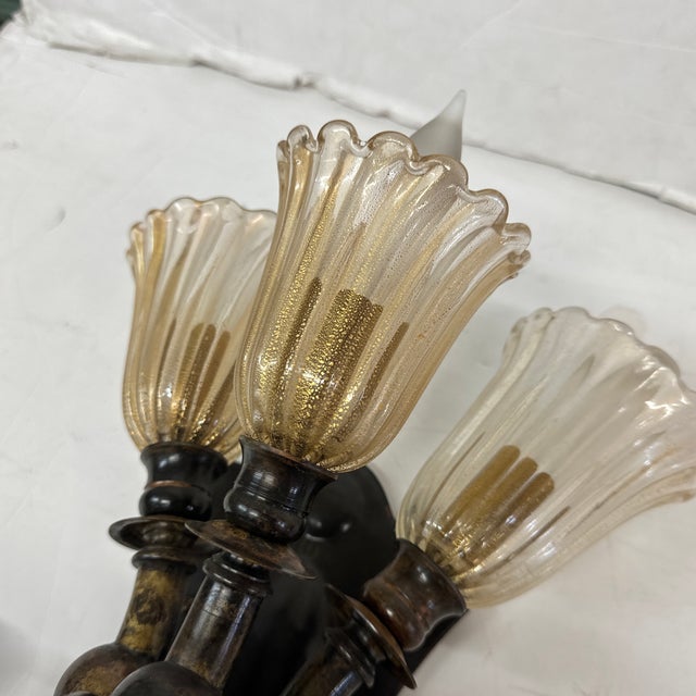 Lightspann Lighting Custom Antiqued Brass + Gold Flecked Glass Shade ...