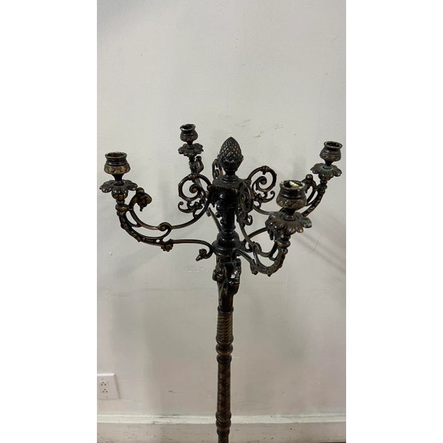 1970s Castilian Brass Floor Candelabra | Chairish