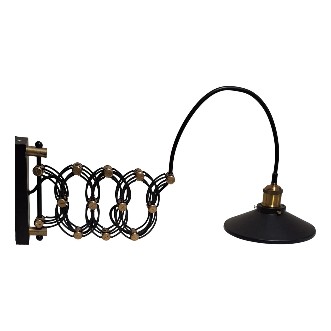 Adjustable Vintage Wall Lamp in Black Painted Metal with Brass Joints ...