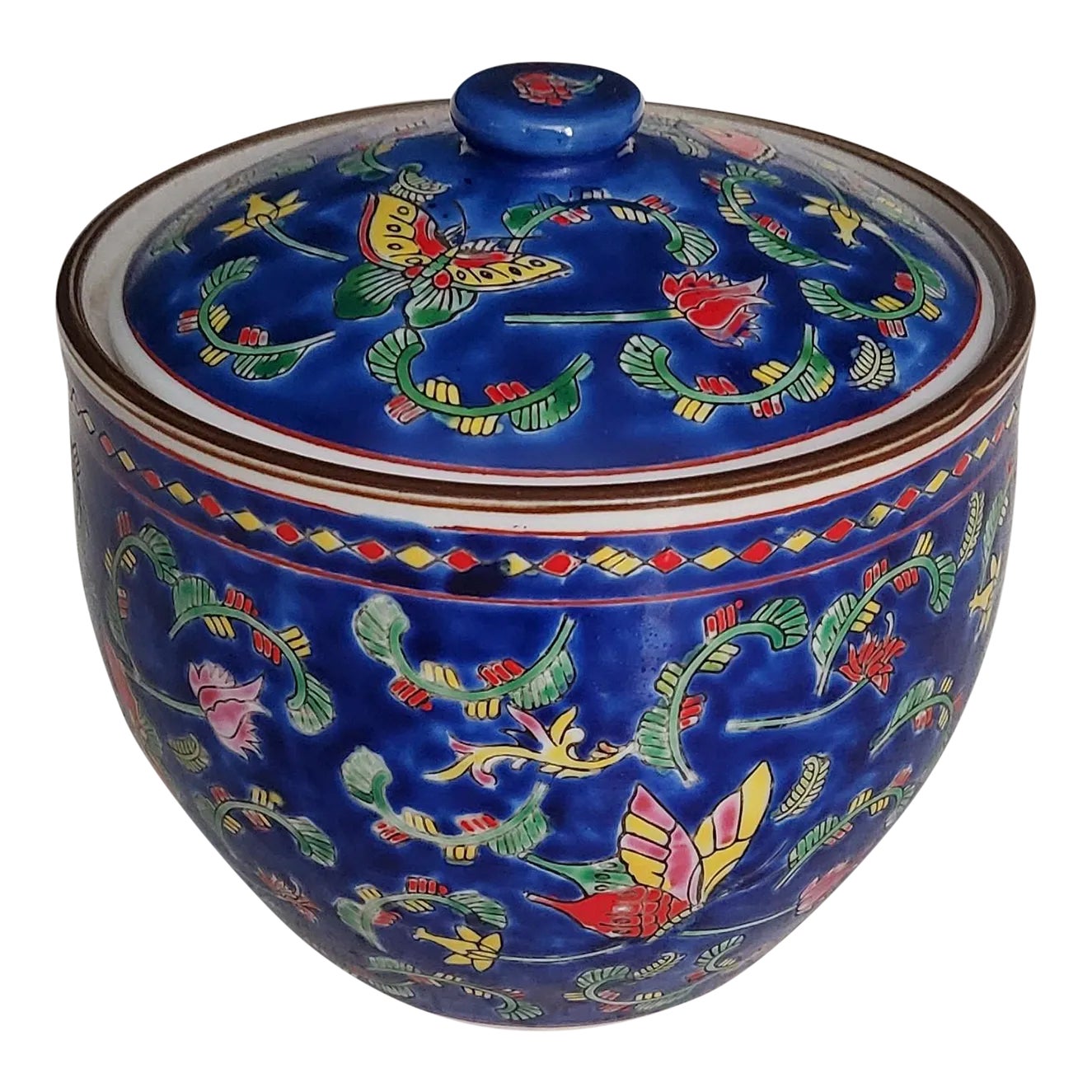 18th Century Chinese Porcelain Lidded Pot: Qing Dynasty | Chairish