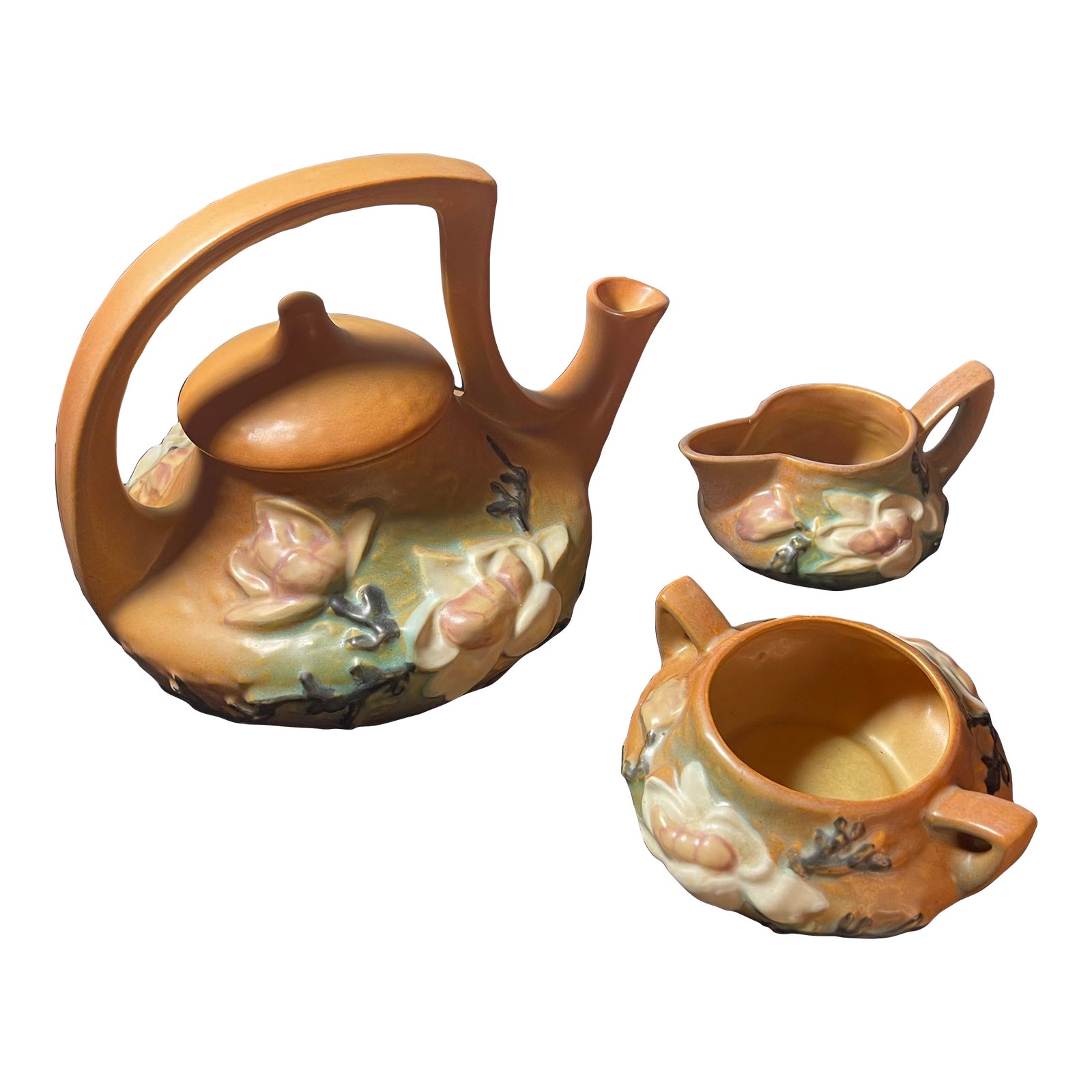 Mid 20th Century Roseville Tea Set Including Tea Pot, Sugar & Creamer ...