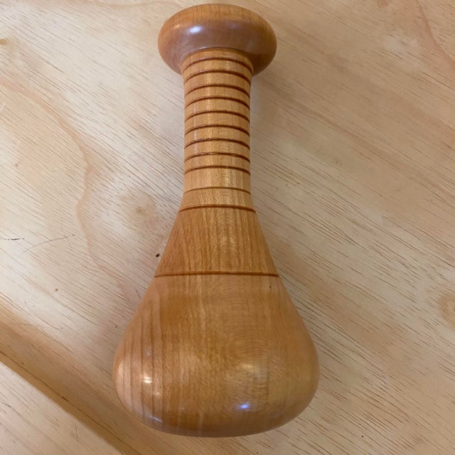 Early 21st Century Hard Maple Wood Turned Small Beaker Bud Vase With ...