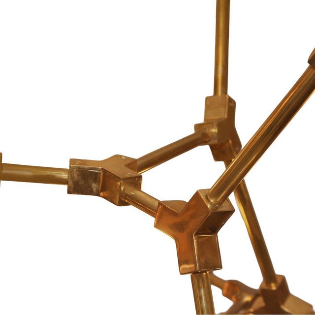 Mid-Century Modern Style Linear Sputnik Brass and Glass Chandelier ...