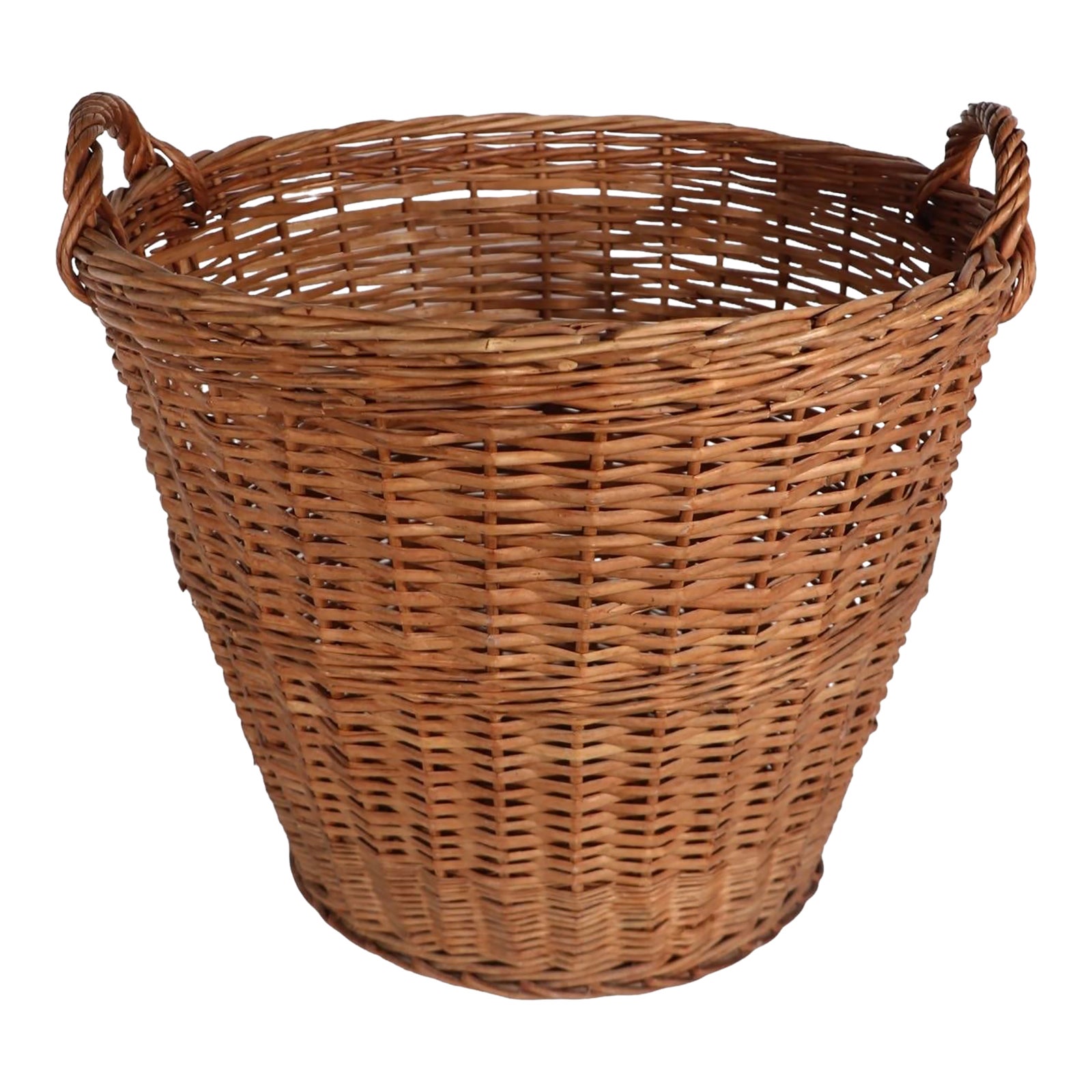 Vintage Wicker Handled Basket | Chairish