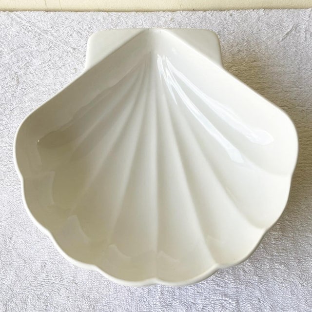 Vintage Off White Ceramic Seashell Serving Dish | Chairish