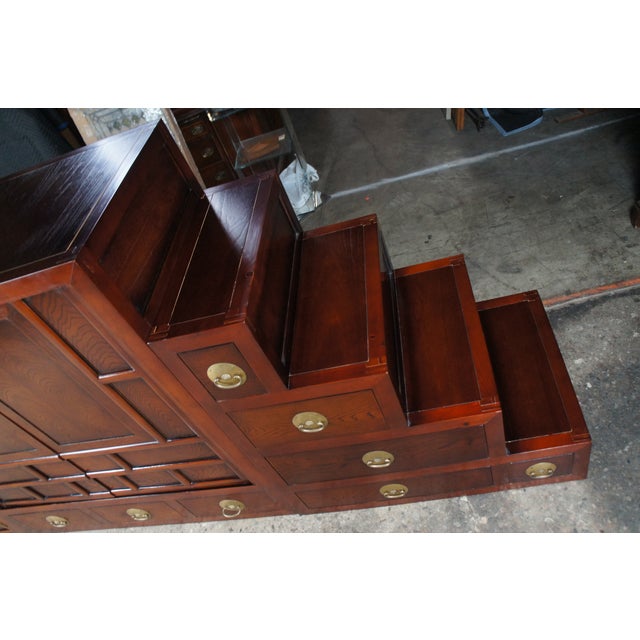 Late 20th Century Vintage Japanese Elm Tansu Step Media Tv Cabinet ...