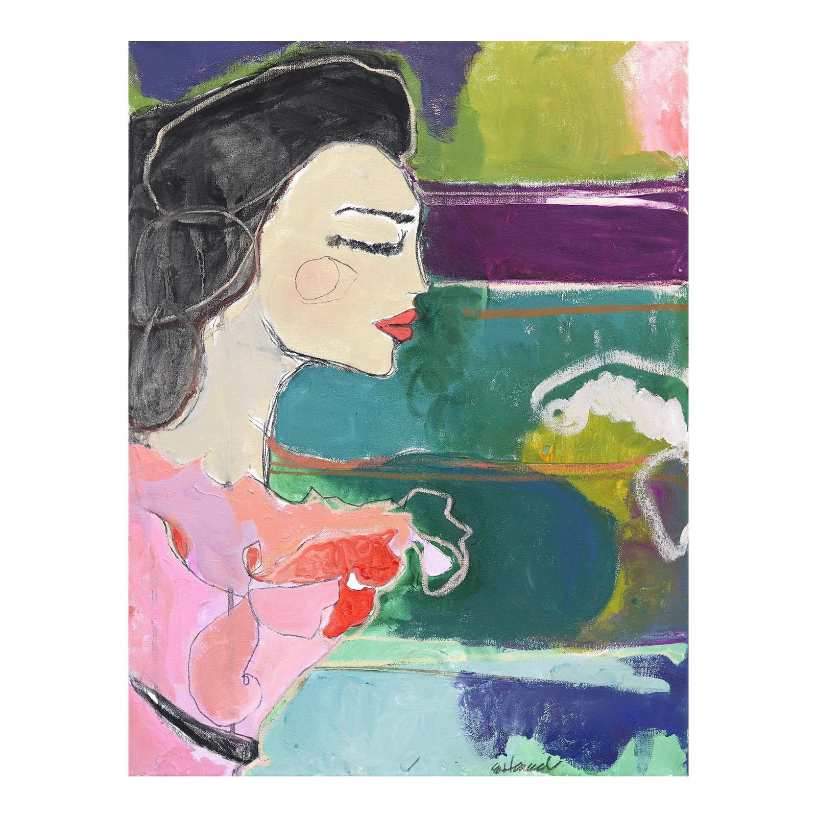 Greta - Colorful Abstract Expressionism Figurative Original Artwork by ...