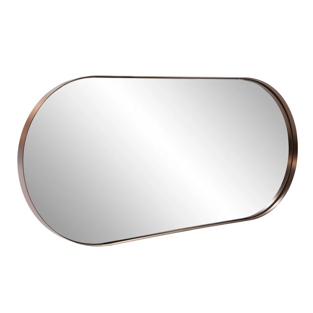 Capsule Brushed Brass Mirror | Chairish