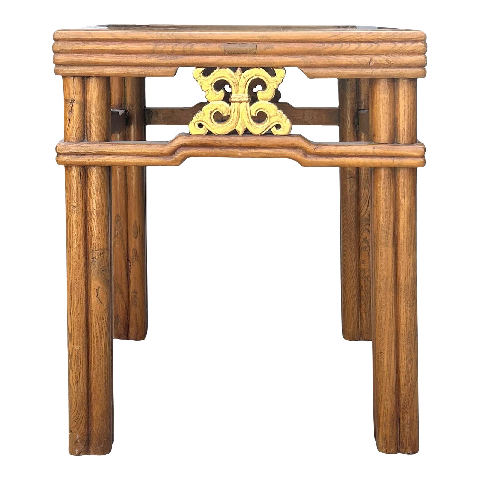 Chinese Vintage Light Brown Square Wood Ming Style Stool Table | Chairish