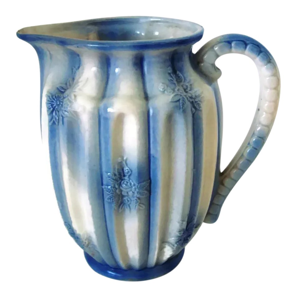 Vintage 1940s Cottage Floral Design Ceramic Pitcher | Chairish