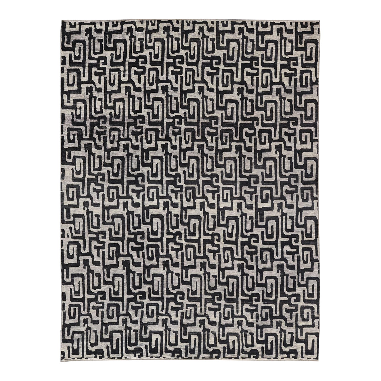 Keivan Woven Arts Large Modern Rug With Diamond Pattern in Black and ...