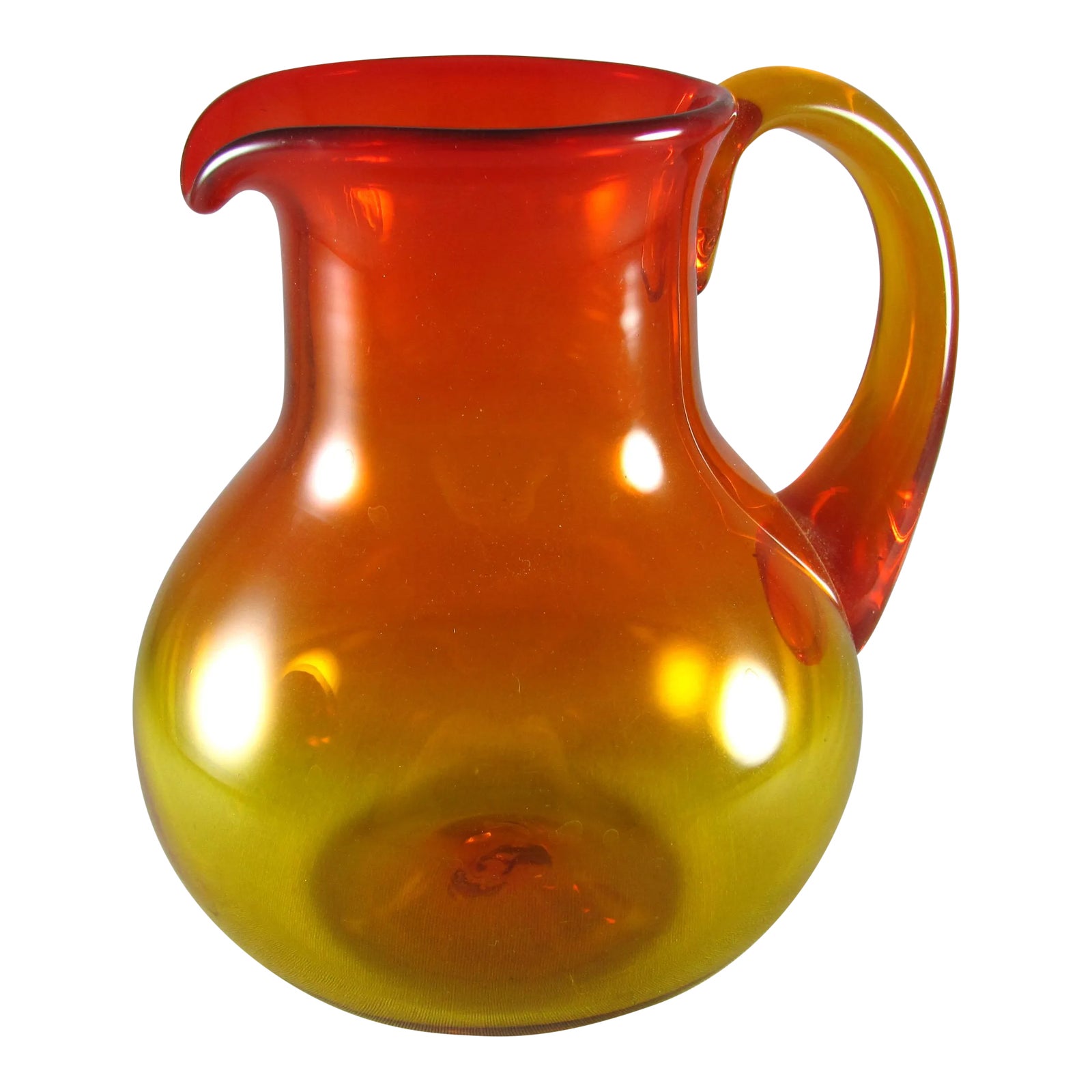 1960s Blenko Tangerine Amberina Citrine Ruby Art Glass Pitcher #637m ...
