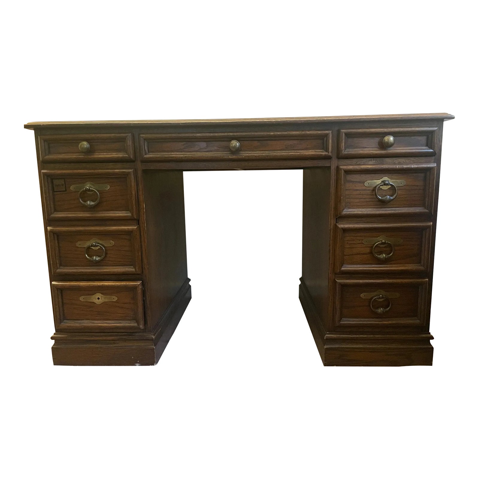 1960s Vintage Sligh Furniture Holland Michigan Mahogany Tooled Leather ...