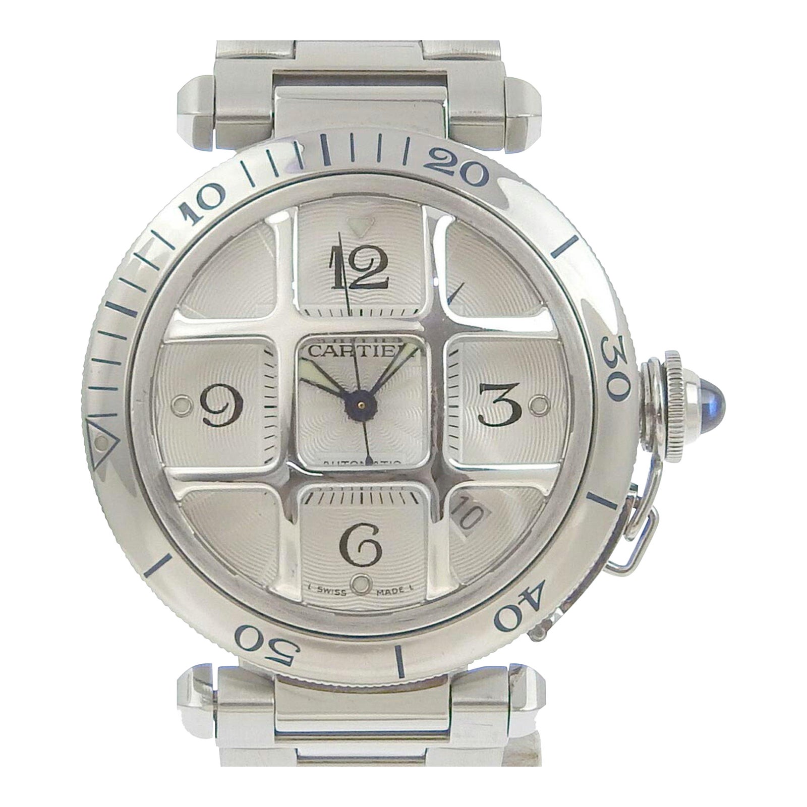 Cartier Pasha Grid Watch W31040H3 Stainless Steel Silver Automatic ...