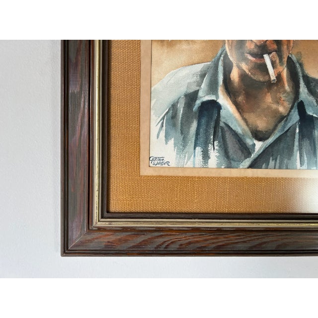 70's Gustave Wander Portrait of a Smoking Man Watercolor Painting ...