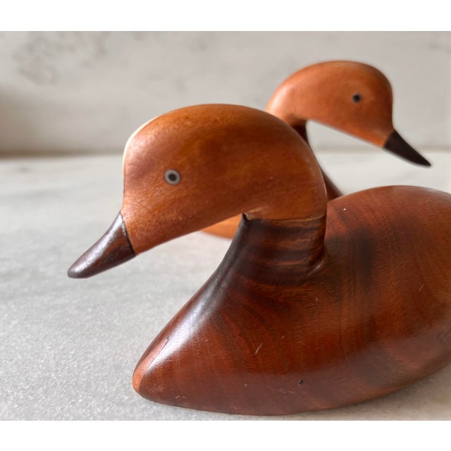 Pair of Vintage Handmade Solid Wood Duck Decoys | Chairish