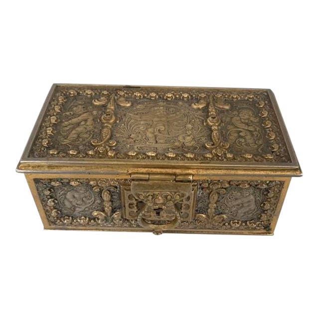 1940s Vintage Brass Jewelry Box | Chairish