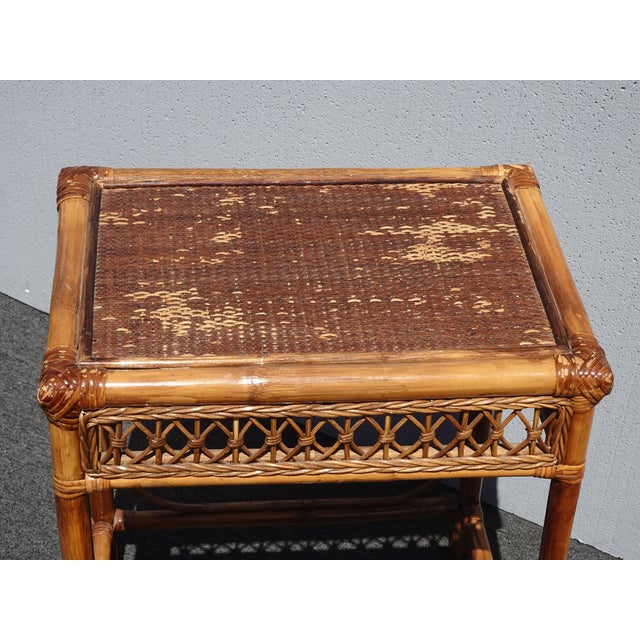 Vintage Mid Century Bamboo Rattan Side Table ~ End Table | Chairish