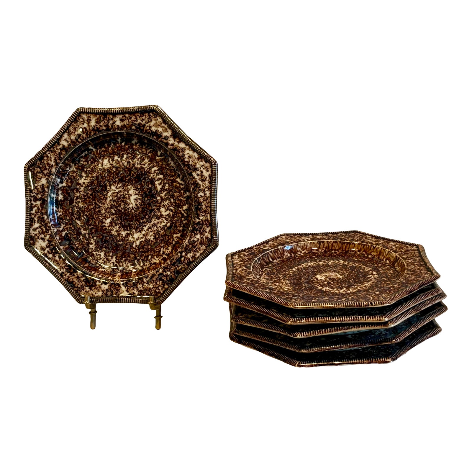 Set of 6 Reproduction for the Met Whieldon Type Pottery Plates, 1990s ...