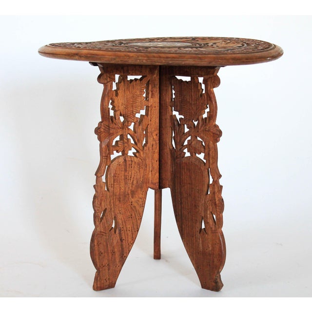 Vintage Anglo Indian Carved Side Table | Chairish
