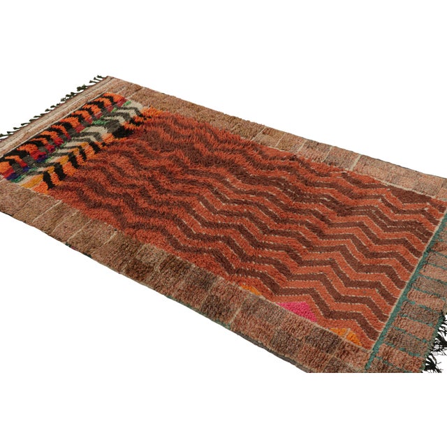 1950s Mid-Century Vintage Moroccan Runner Orange Brown Tribal Chevron ...