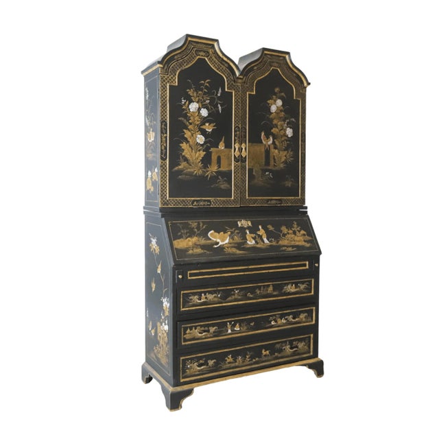 Vintage 20th Century British George III Style Chinoiserie Tall Secretary Cabinet Chairish